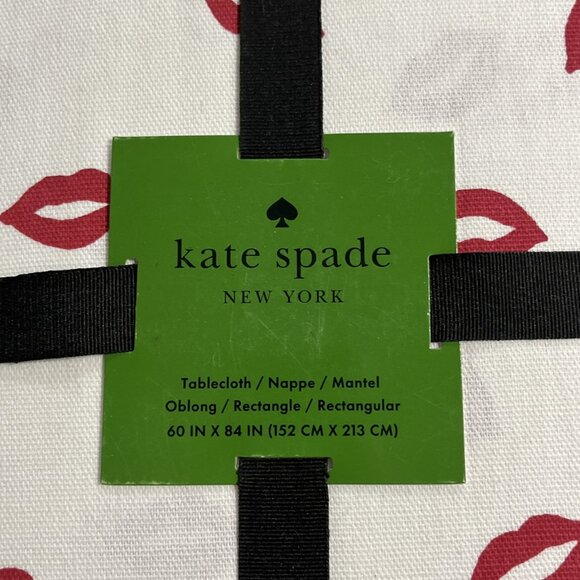kate spade | Dining | Kate Spade Tablecloth White Cotton Red Lips Kiss ...